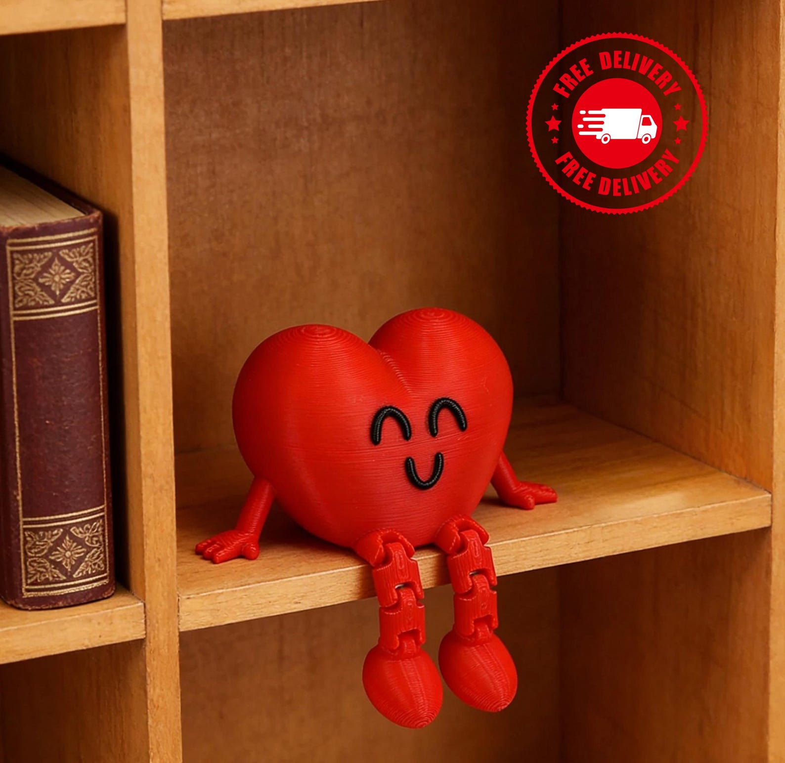 3D Printed Heart Buddy Figurine – Articulated Desk Decor, Valentine ...