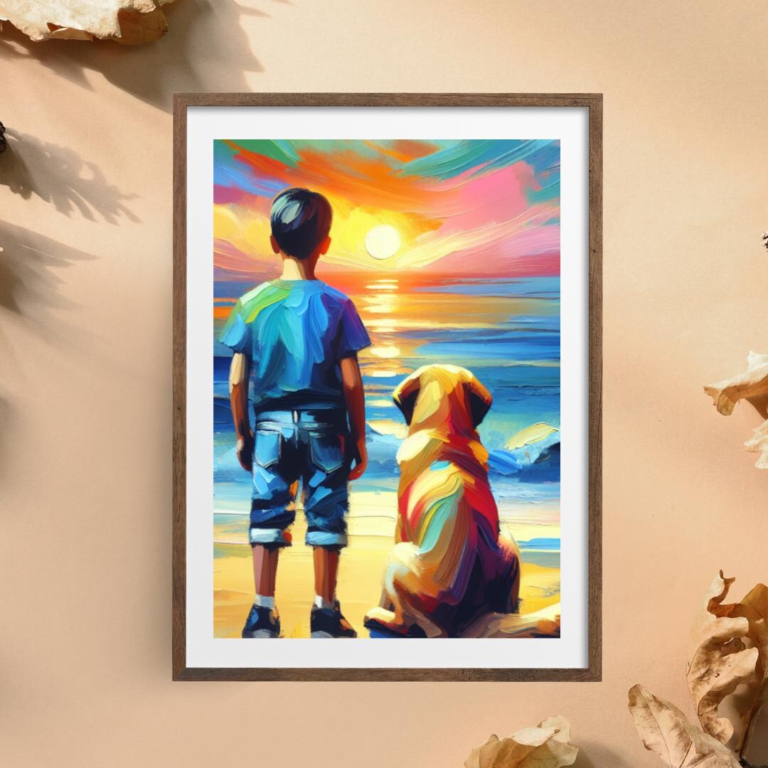 Boy and Dog Wall Art - Boy and Dog Print - Dog Wall Art -dog Nursery ...