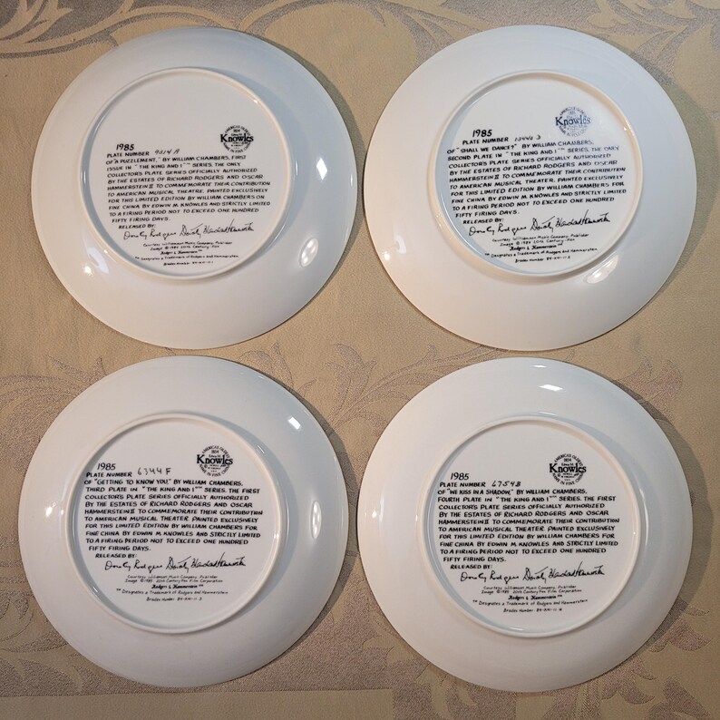 Vintage Knowles "the King and I" Porcelain Plates, Set of 4, Signed ...