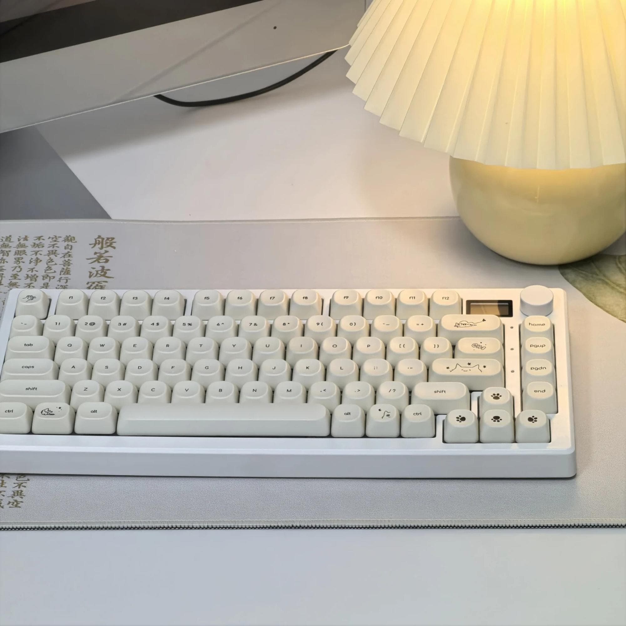 124 White Cat Keycap Set Simple Milky White Cute Cat Theme PBT ...