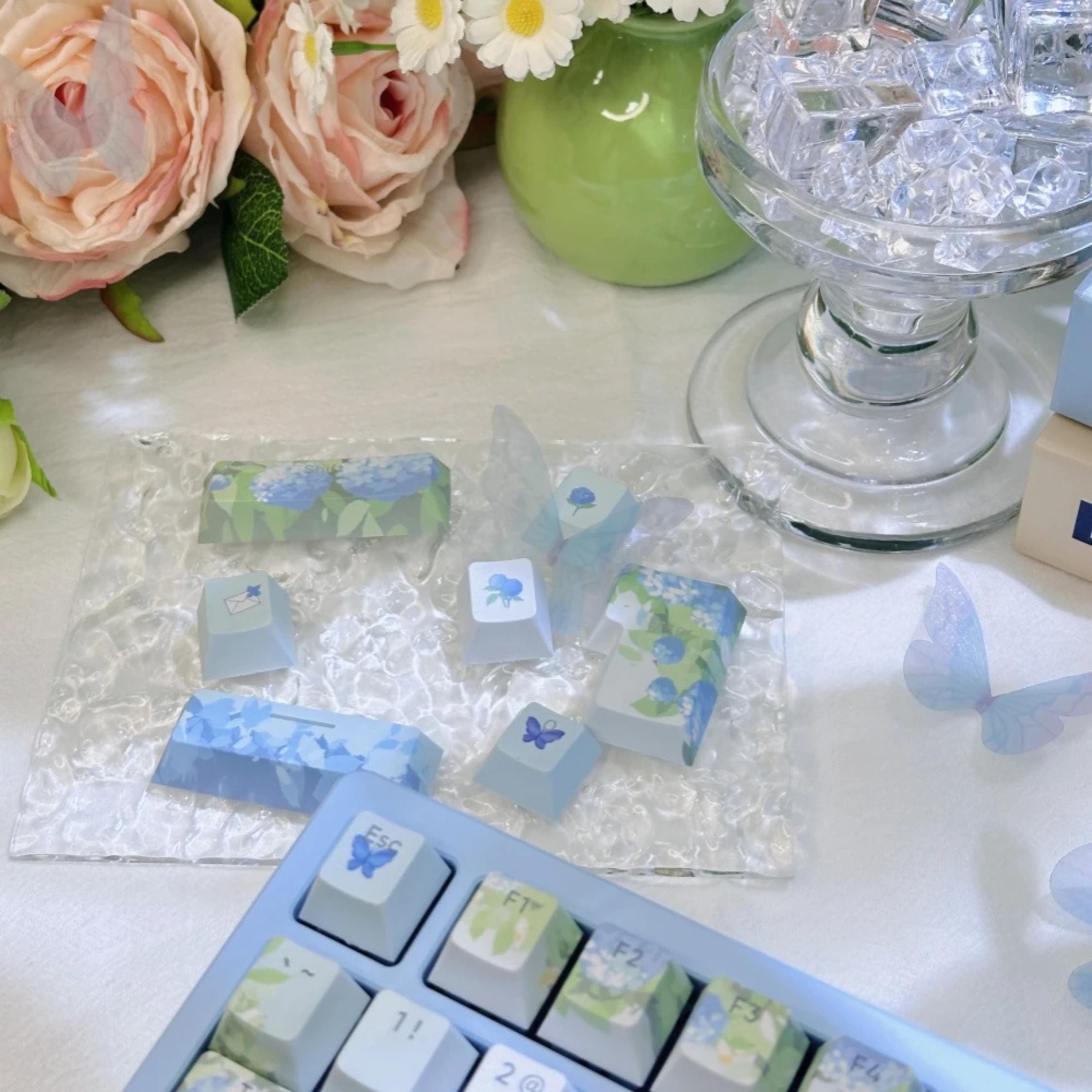 Floral Pastel Keycap Set 133 Keys Butterfly Summer Inspired Cherry ...