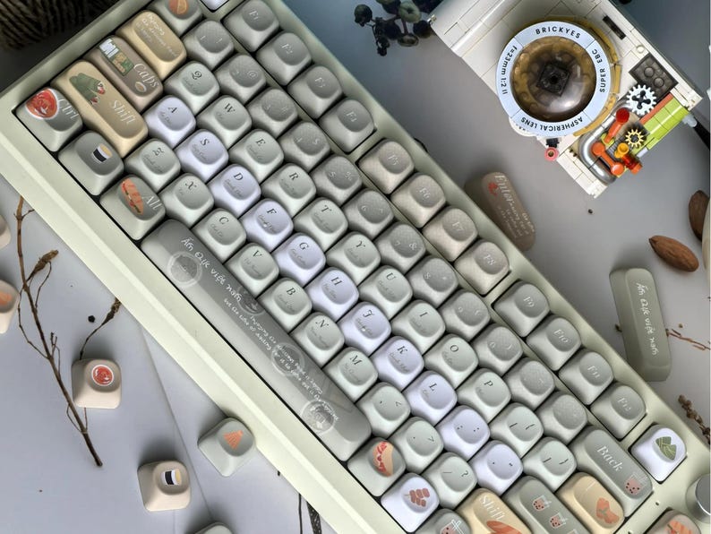 Green White Food Inspired PBT Keycaps 127/131 Keys Gray Vietnamese ...