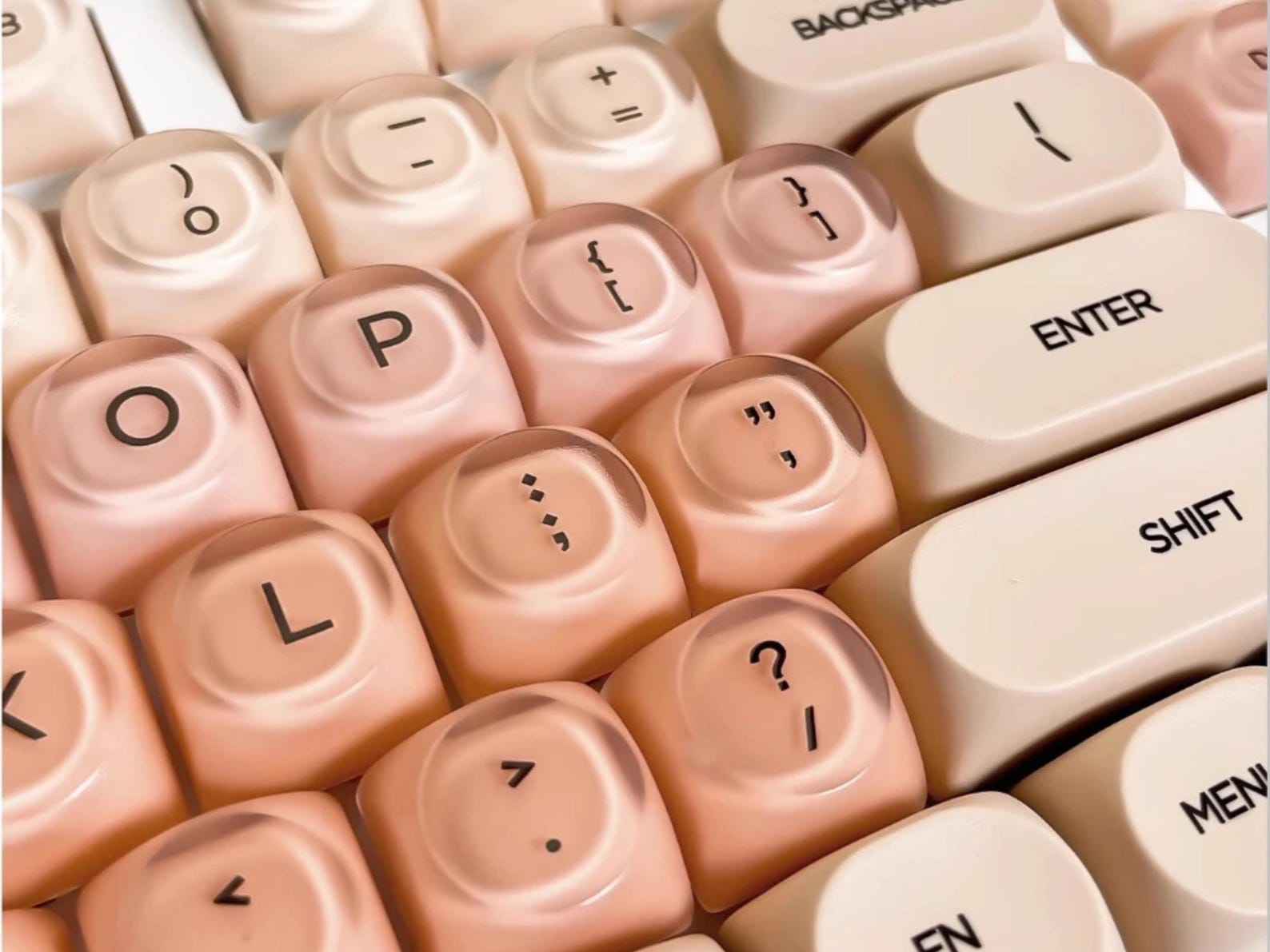 Clear Pink Double Shot Keycaps 132 Keys ANSI Layout Translucent Jelly ...