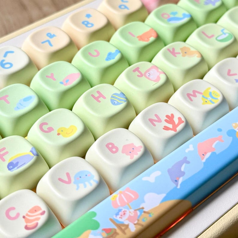 Pastel Ocean Keycap Set | 136 Keys MOA Profile PBT Sublimation Cute Sea ...