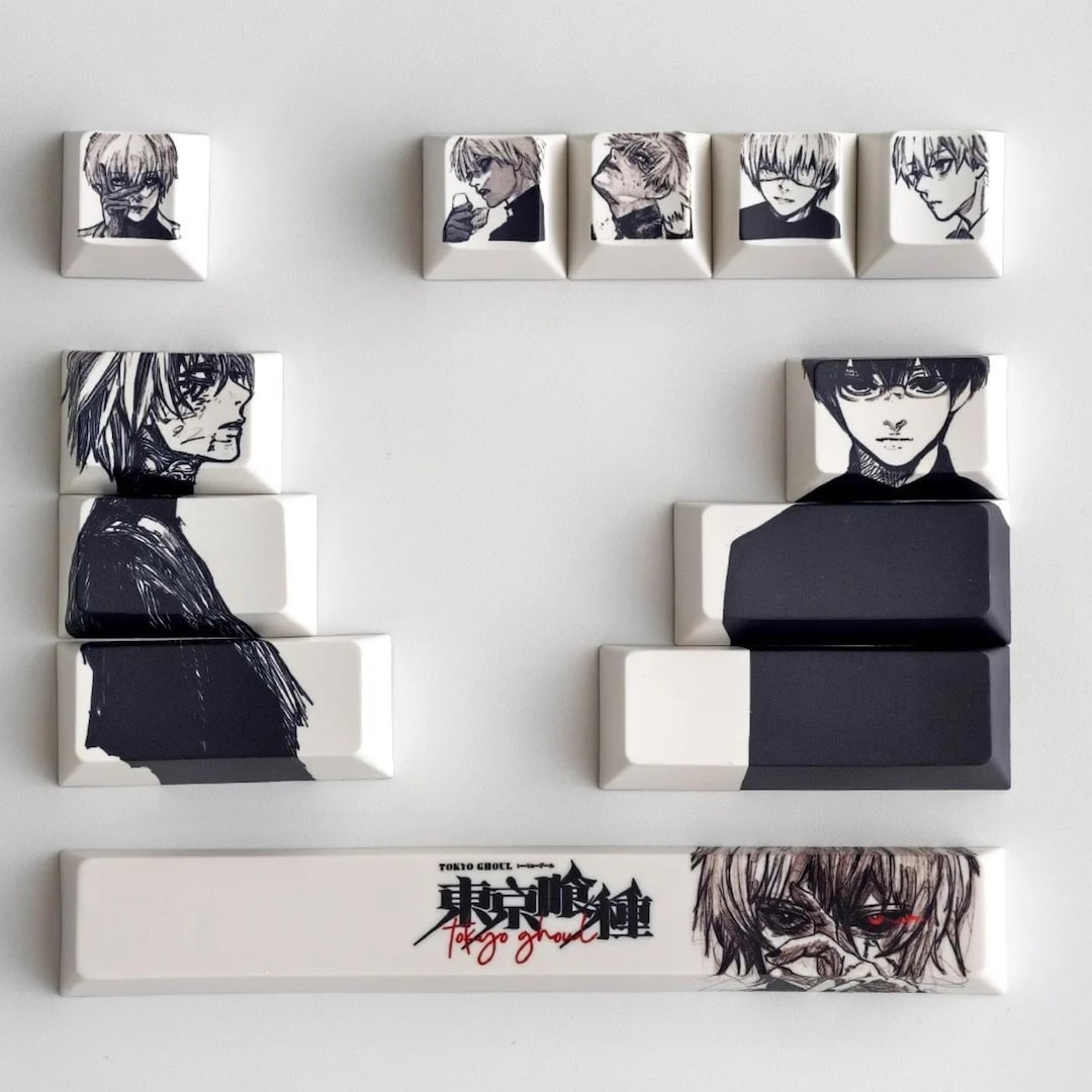 Kaneki Ken Anime Keycap Set | 12 Keys Cherry Profile PBT Keycaps ...