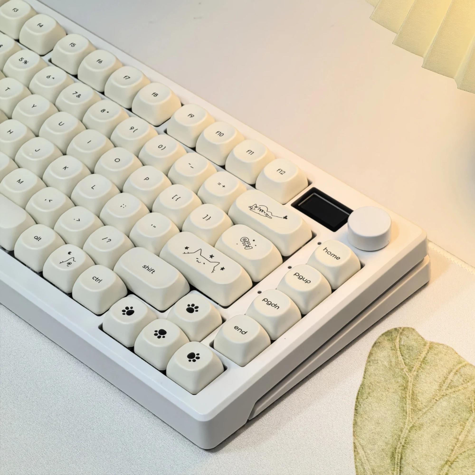 124 White Cat Keycap Set Simple Milky White Cute Cat Theme PBT ...