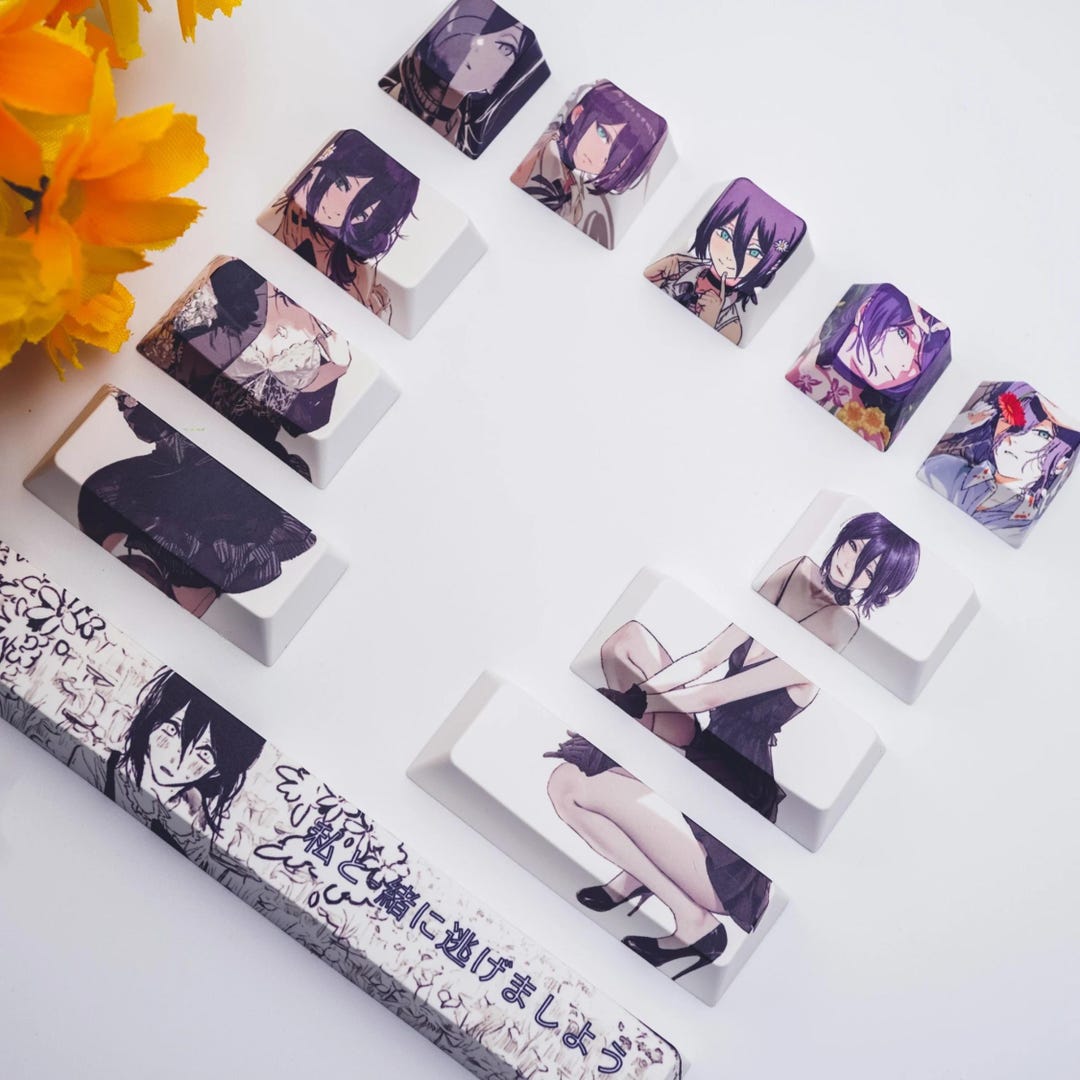 Reze Chainsaw Man Anime Keycap Set 12PCS Cherry Profile PBT Keycaps DIY ...
