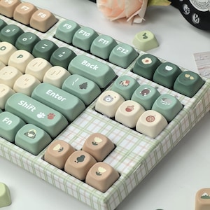 128 Green Keycap Set Outdoor Themed Nature Lovers Hiking Dye ...