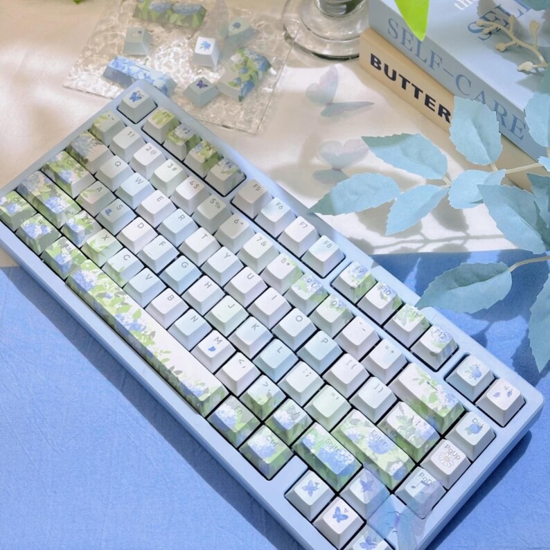 Floral Pastel Keycap Set 133 Keys Butterfly Summer Inspired Cherry ...