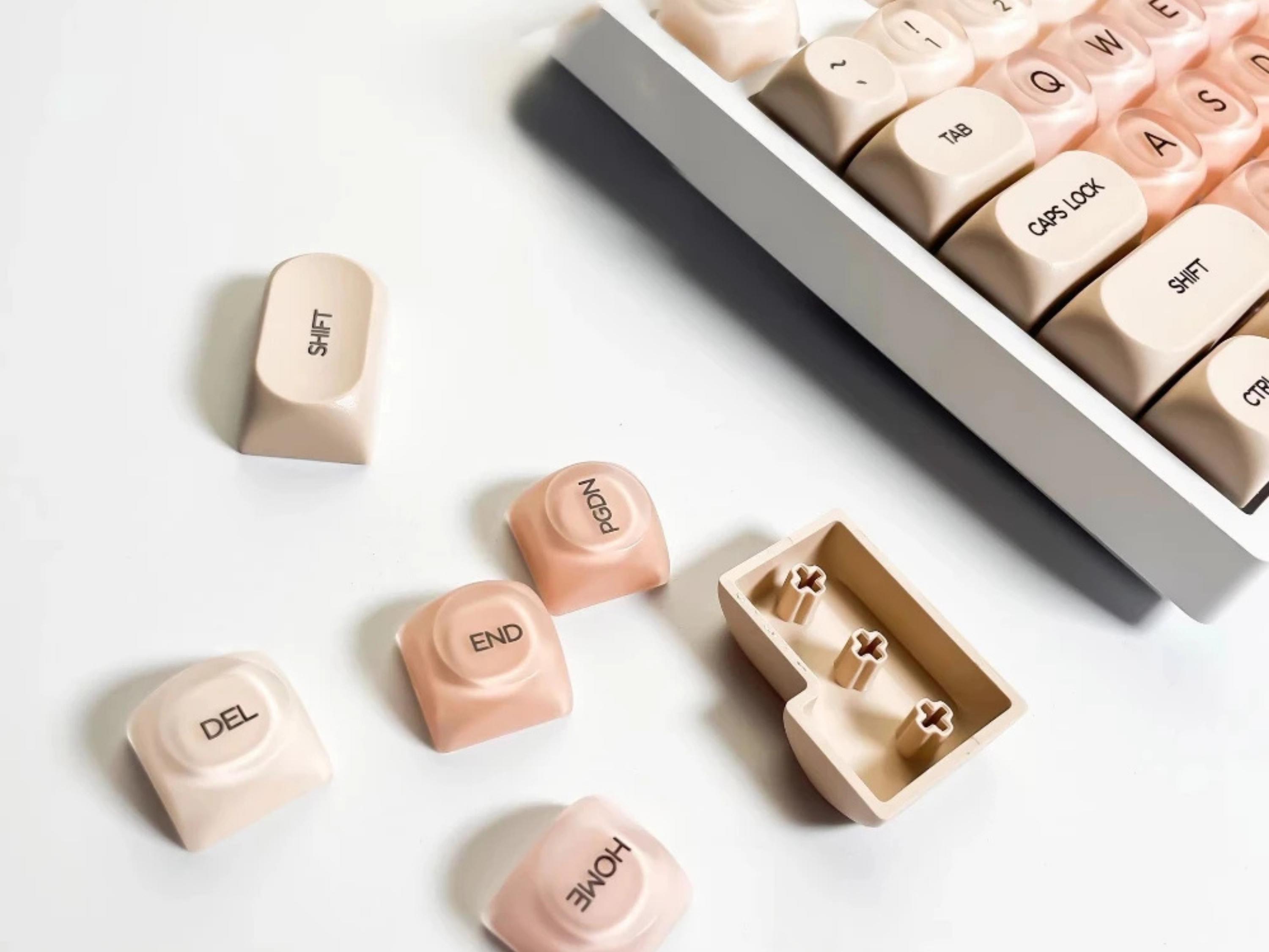 Clear Pink Double Shot Keycaps 132 Keys ANSI Layout Translucent Jelly ...