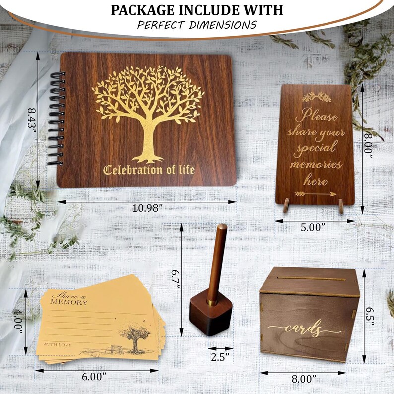 Elegant Wooden Memorial Guest Book Set for Funerals -handcrafted ...