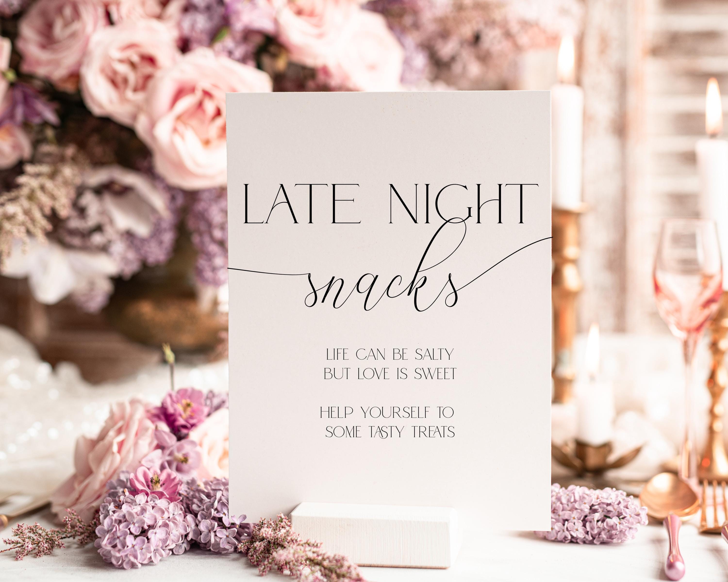 Snack Station Sign, Late Night Snacks, Minimalist Wedding Sign, Snack ...