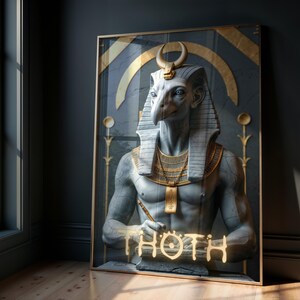 Egyptian Mythology Art - Thoth Artwork, God of Wisdom, Classical Sculpture, Premium Matte Print ...