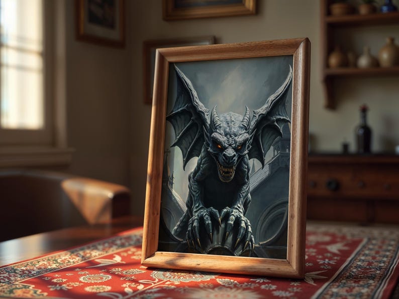 Gargoyle Poster, Gothic Architecture Art Print, Dark Legends Grotesque ...