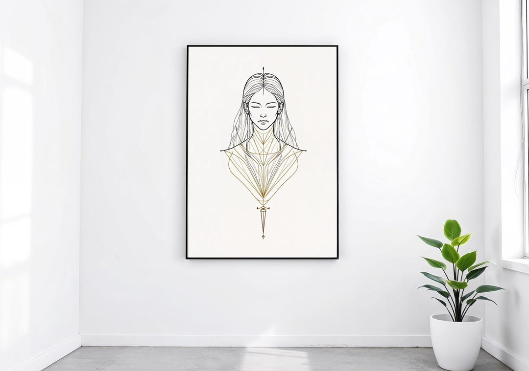 Freya Art Nouveau Poster: Minimalist Norse Goddess Line Art - Etsy