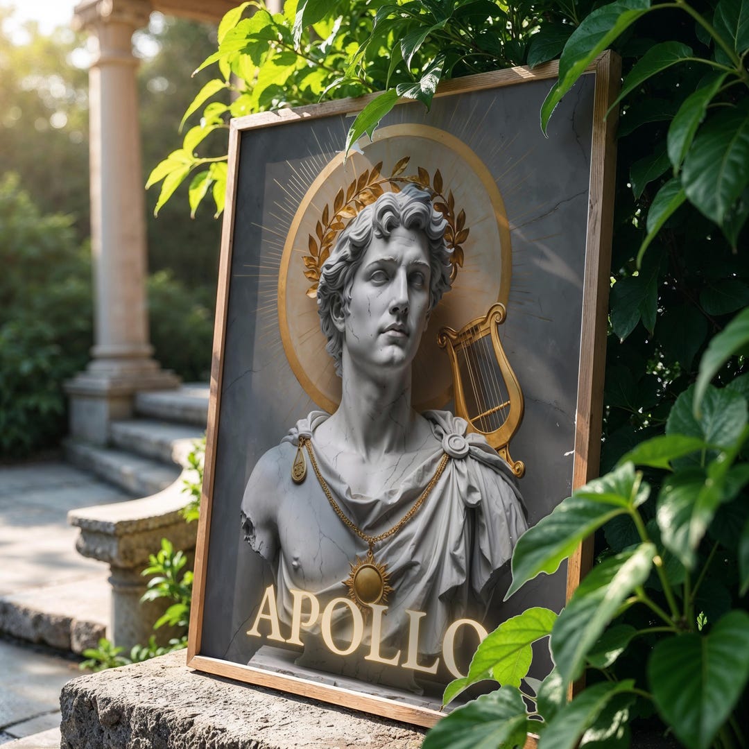 Greek God Apollo Poster - Premium Matte Print, Classical Art Decor, Mythology Wall Art, Light ...