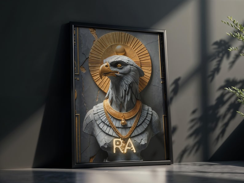 Egyptian Sun God Ra Poster – Falcon Bust, Matte Print - Etsy