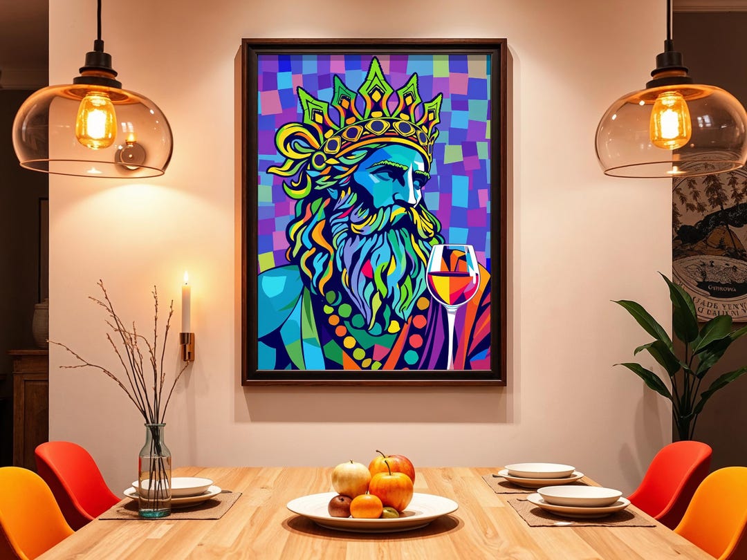 Mosaic Dionysus Art Print: Vibrant Pop Art Greek God Poster - Etsy
