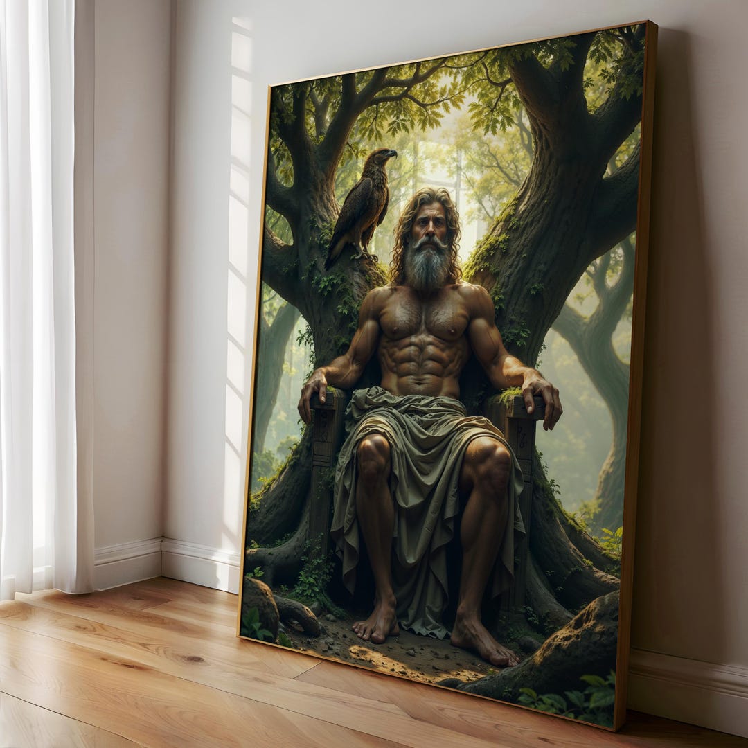 Zeus Poster Art | Greek Mythology Print, Rustic Eagle Decor, Fantasy ...