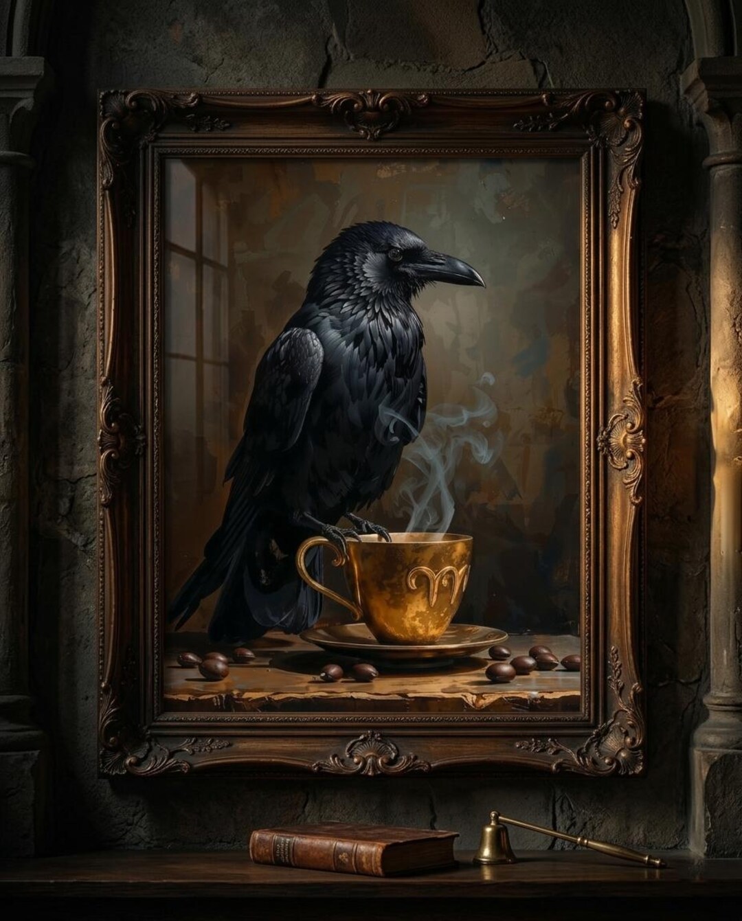 Norse Raven Coffee Poster, Dark Academia Moody Oil Painting Print - Etsy