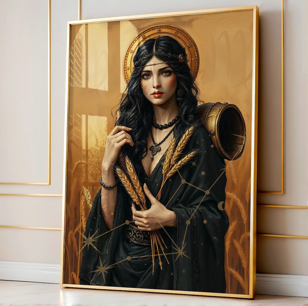 Boho Zodiac Goddess Demeter Virgo Poster | Harvest Art Print | Bohemian ...