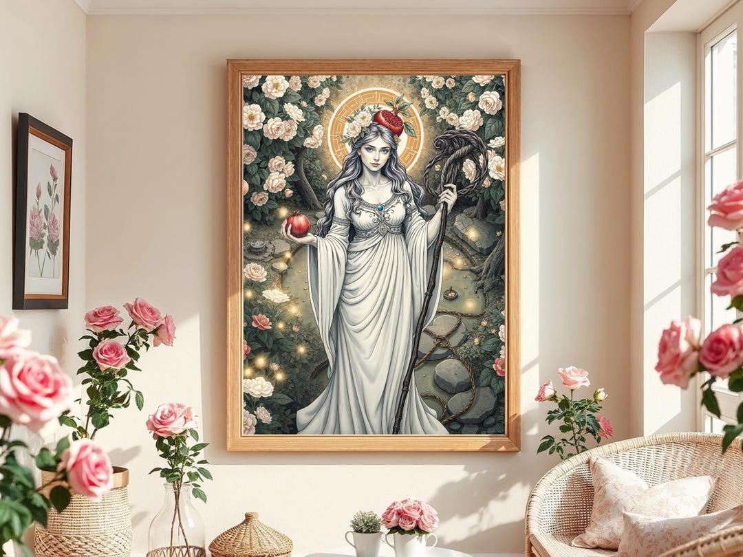 Demeter Goddess Poster, Serene Greek Mythology Print, Earth Goddess Art ...