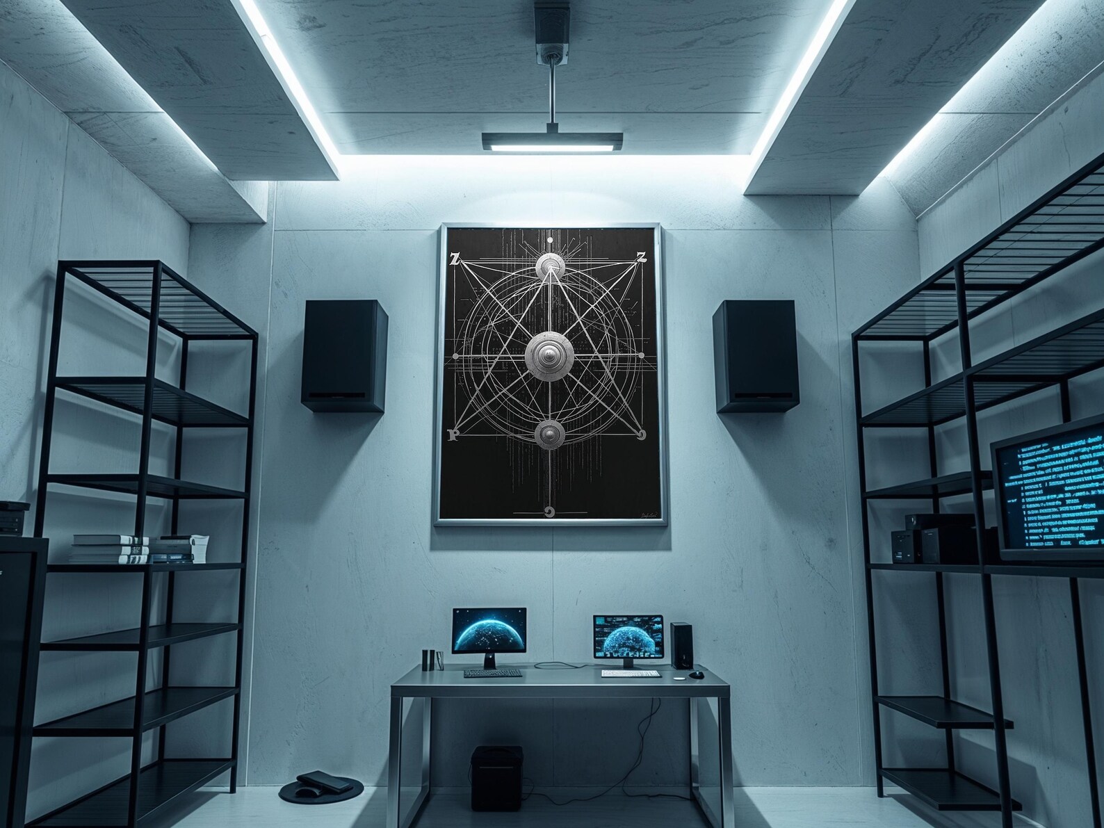 Rune Matrix Code Poster, Abstract Geometric Print, Minimalist Symbol ...