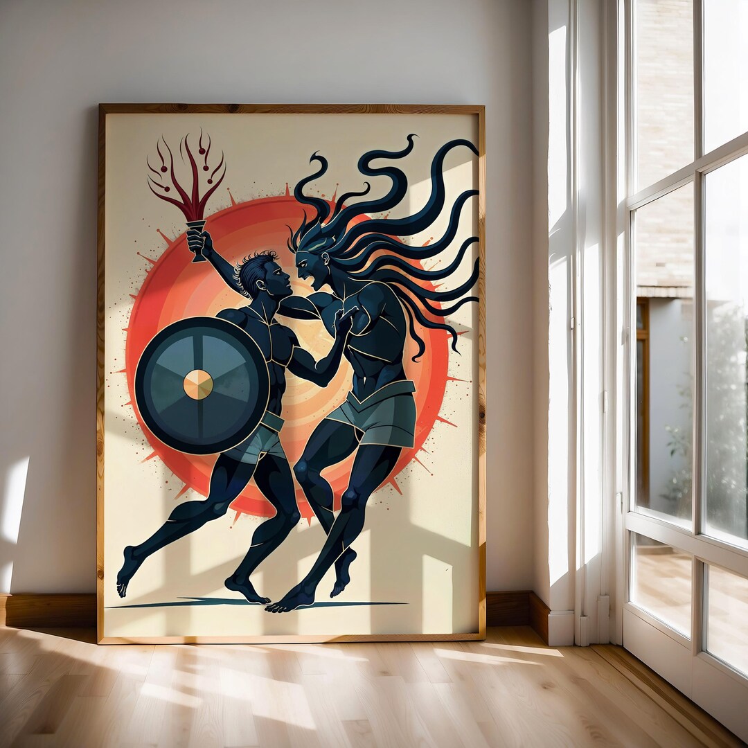 Perseus Medusa Art Print - Bold Greek Mythology Poster, Dramatic Poster ...