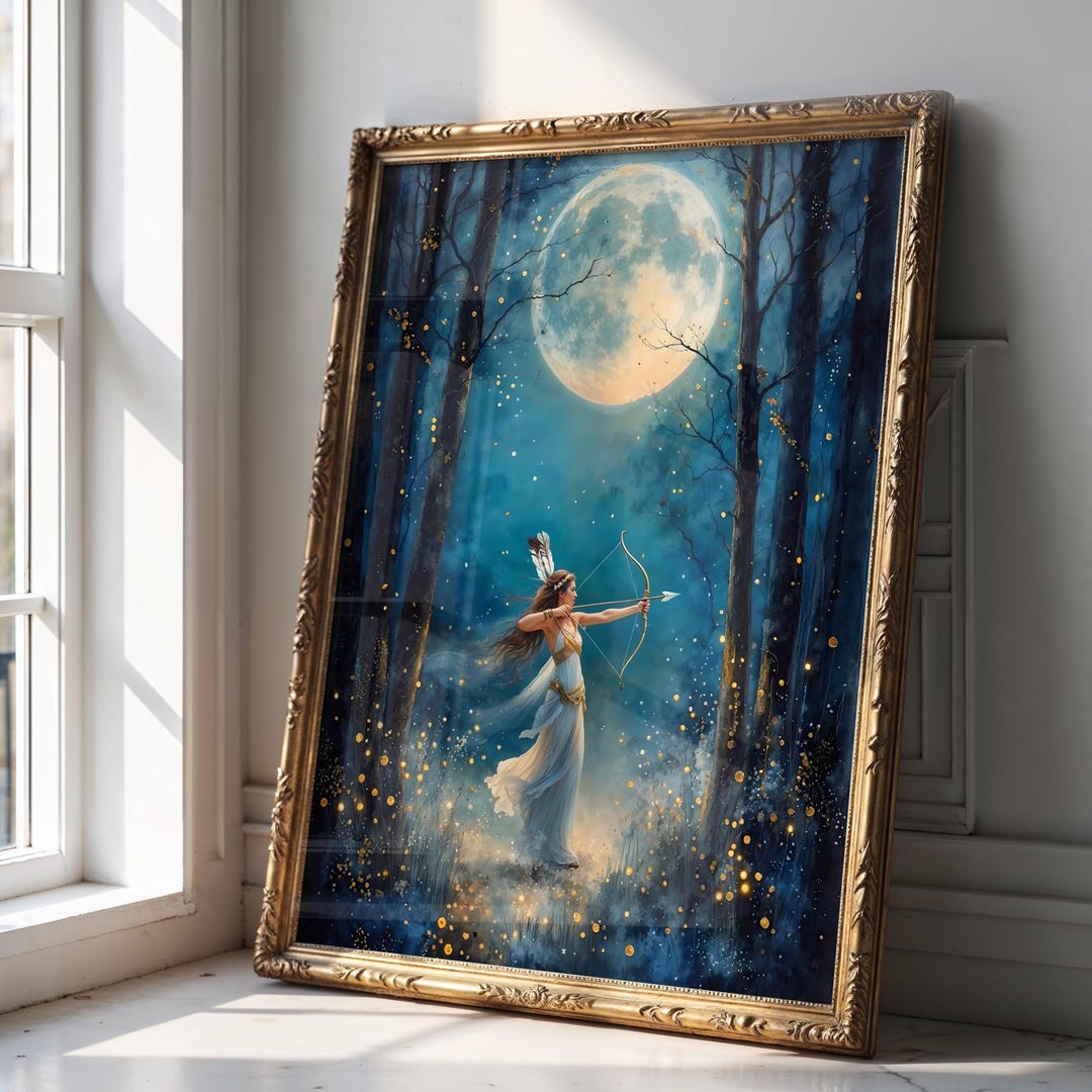 Artemis Moon Goddess Poster: Night Forest Mythology Art - Etsy