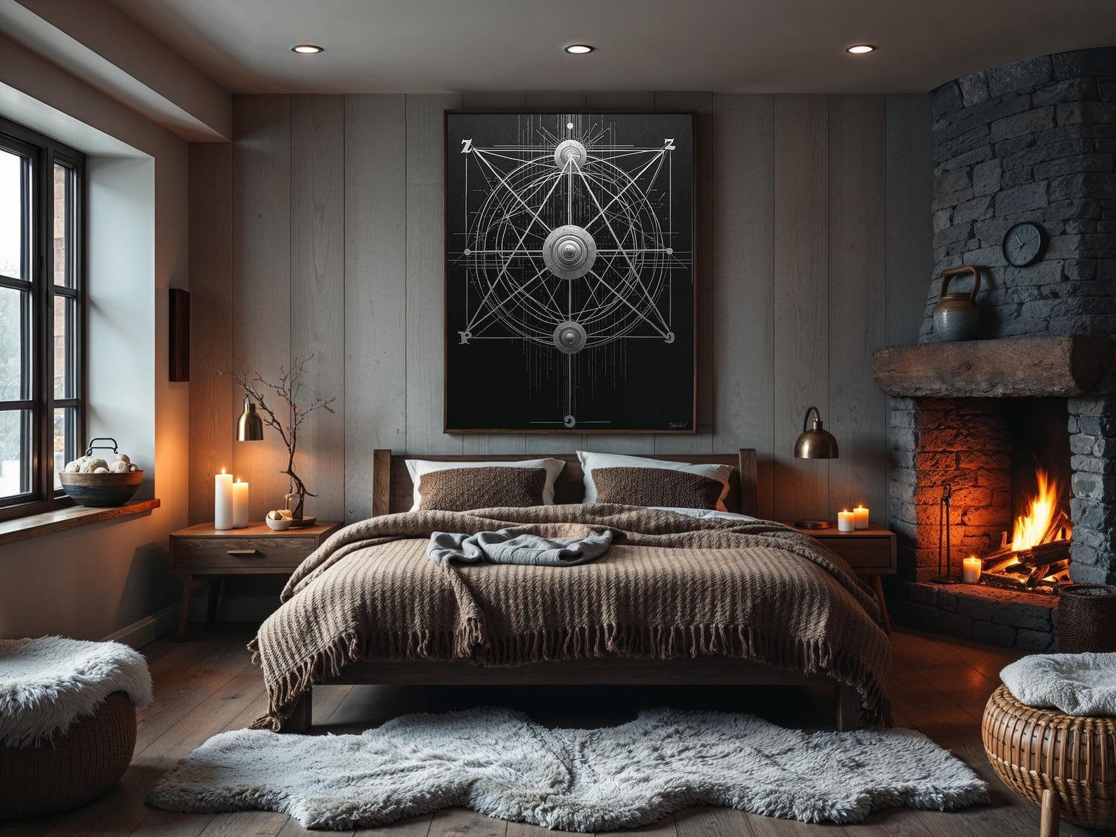 Rune Matrix Code Poster, Abstract Geometric Print, Minimalist Symbol ...