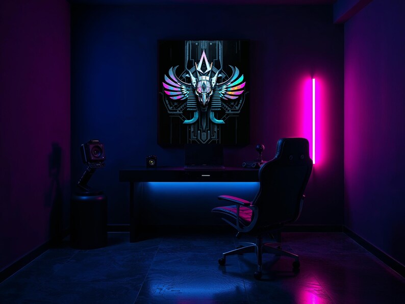 Cyberpunk Anubis Poster: Iridescent Neon Egyptian Art Print - Etsy ...