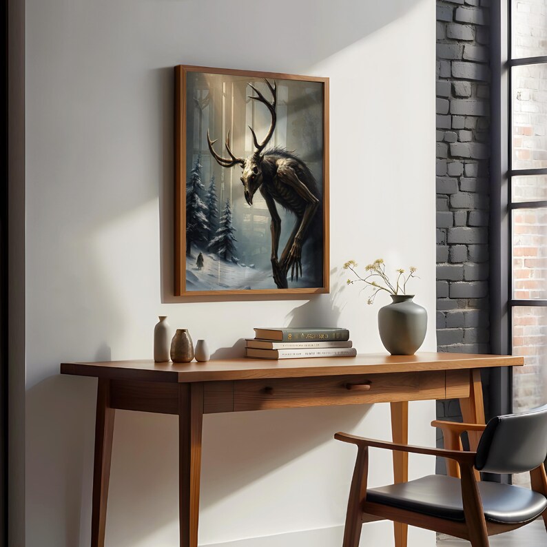 Wendigo Poster - Native American Cannibal Spirit Engraving Print, Dark ...