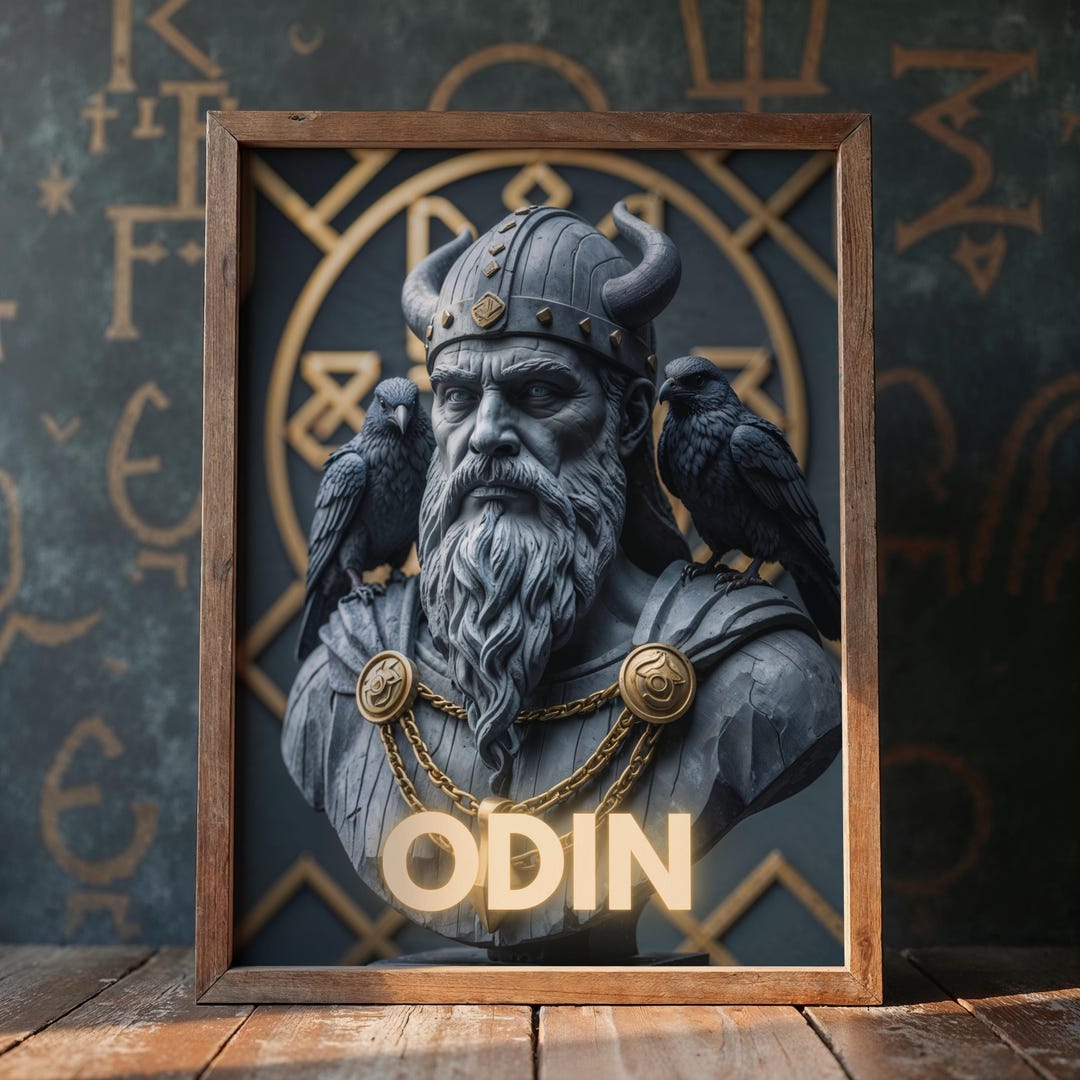 Odin Poster: Norse God Art Print With Ravens - Etsy