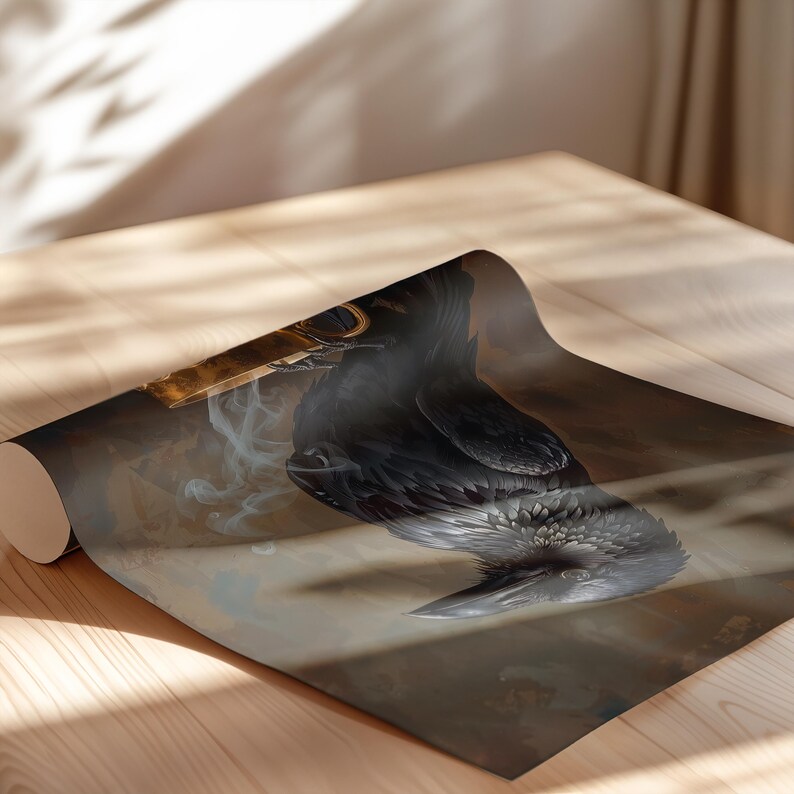 Norse Raven Coffee Poster, Dark Academia Moody Oil Painting Print - Etsy