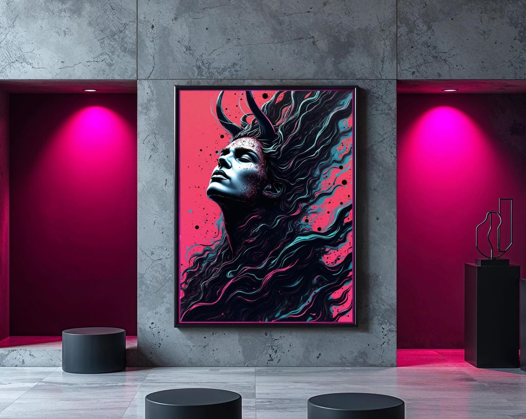 Abstract Loki Chaos Glitch Poster, Neon Norse God Print, Vibrant Loki ...