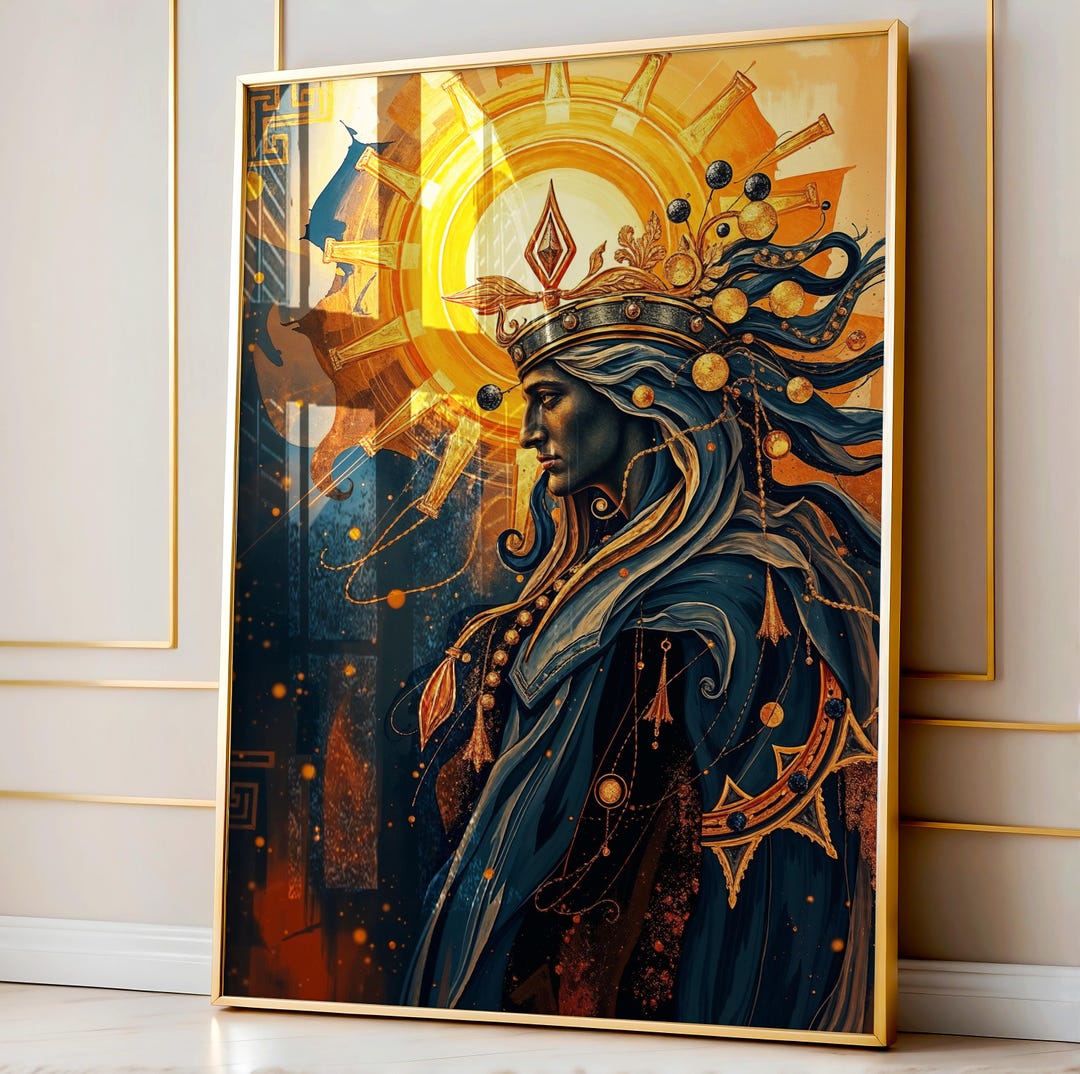 Helios Poster | Radiant Greek God Print, Majestic Mythology Wall Art ...