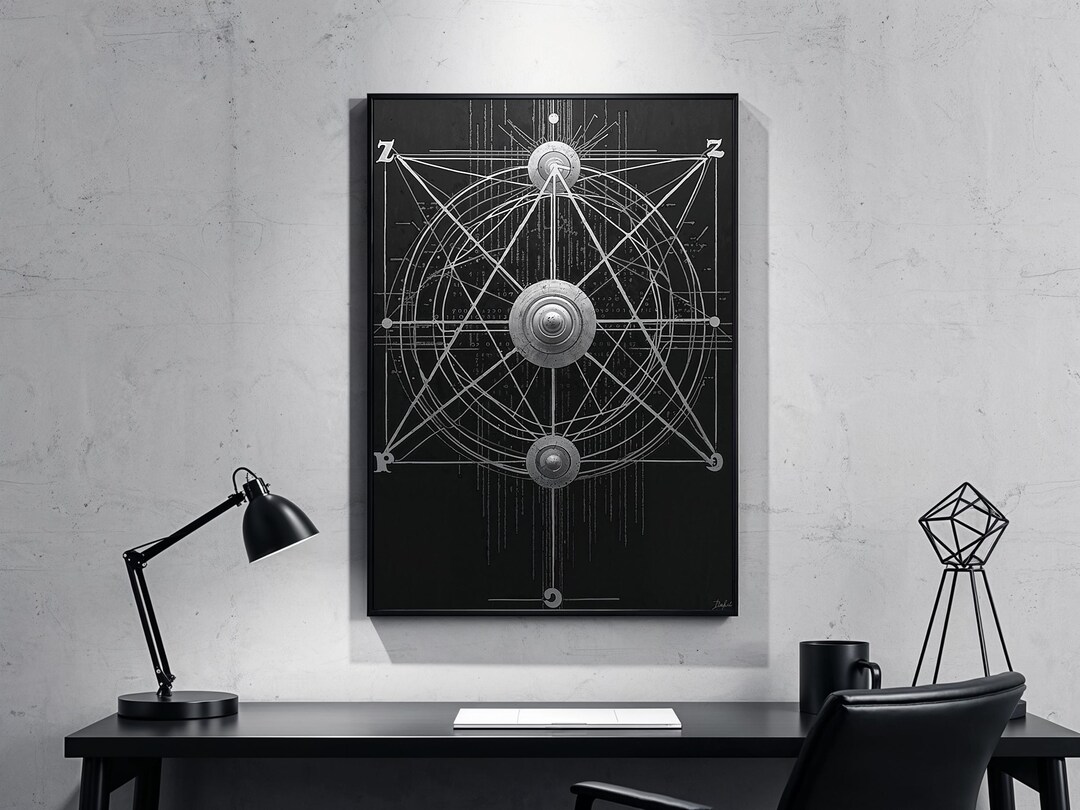 Rune Matrix Code Poster, Abstract Geometric Print, Minimalist Symbol ...