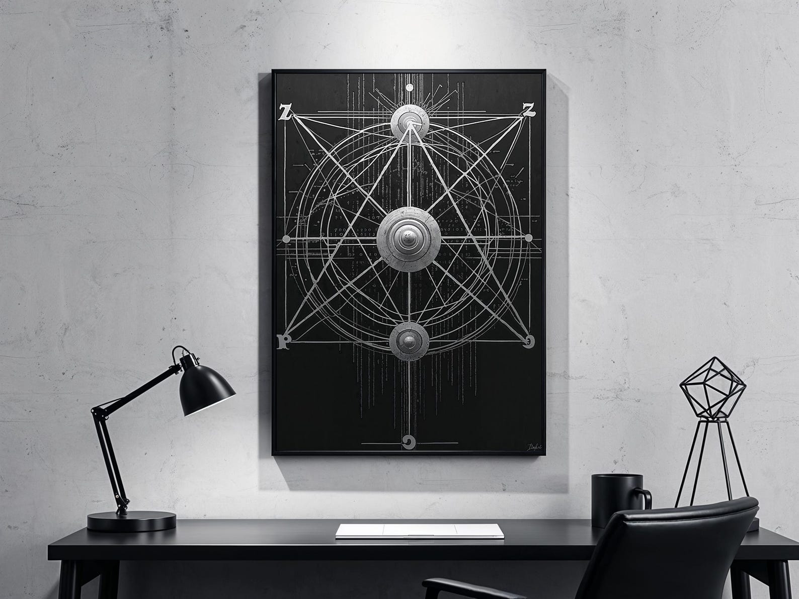 Rune Matrix Code Poster, Abstract Geometric Print, Minimalist Symbol ...