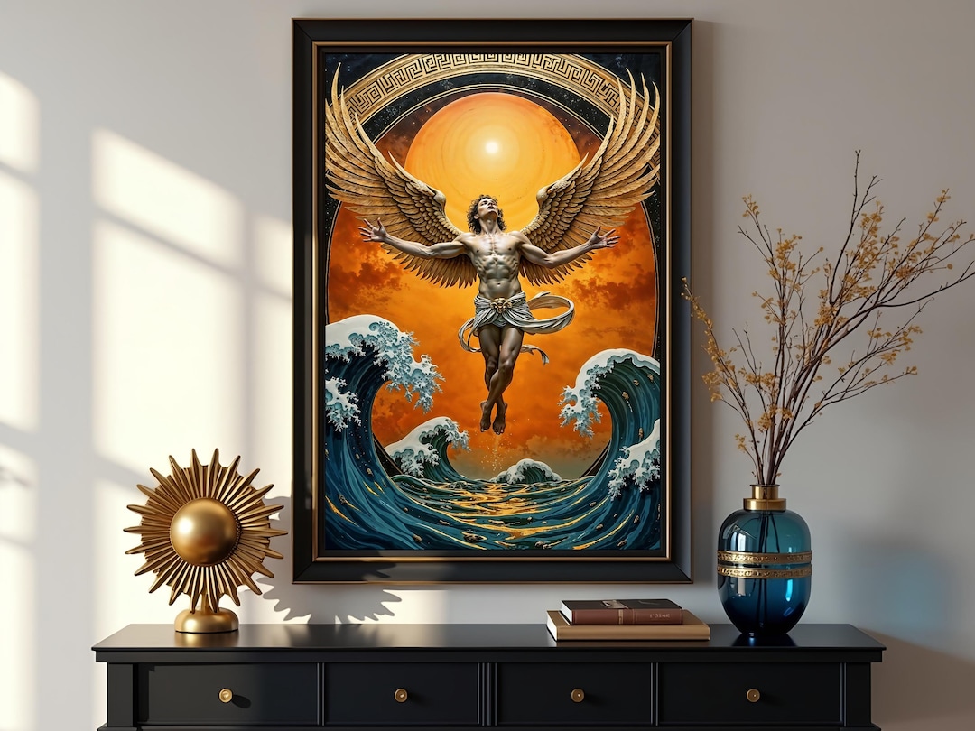 Icarus Premium Matte Poster, the Fall of Ambition, Greek Mythology Art ...