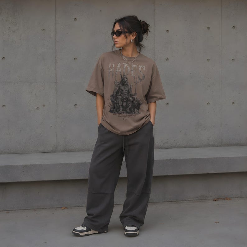 Hades Greek Mythology Graphic Tee, Garment-dyed Oversized Streetwear ...