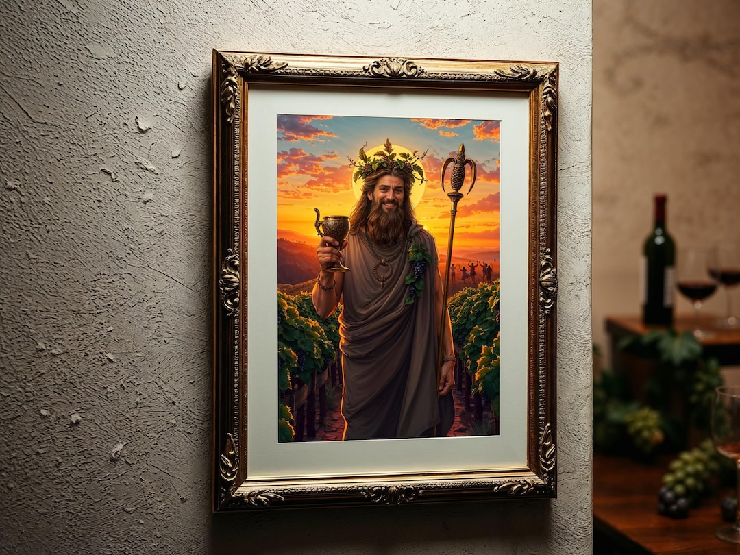 Dionysus Art Print: God of Wine, Golden Goblet, Vineyard Decor - Etsy