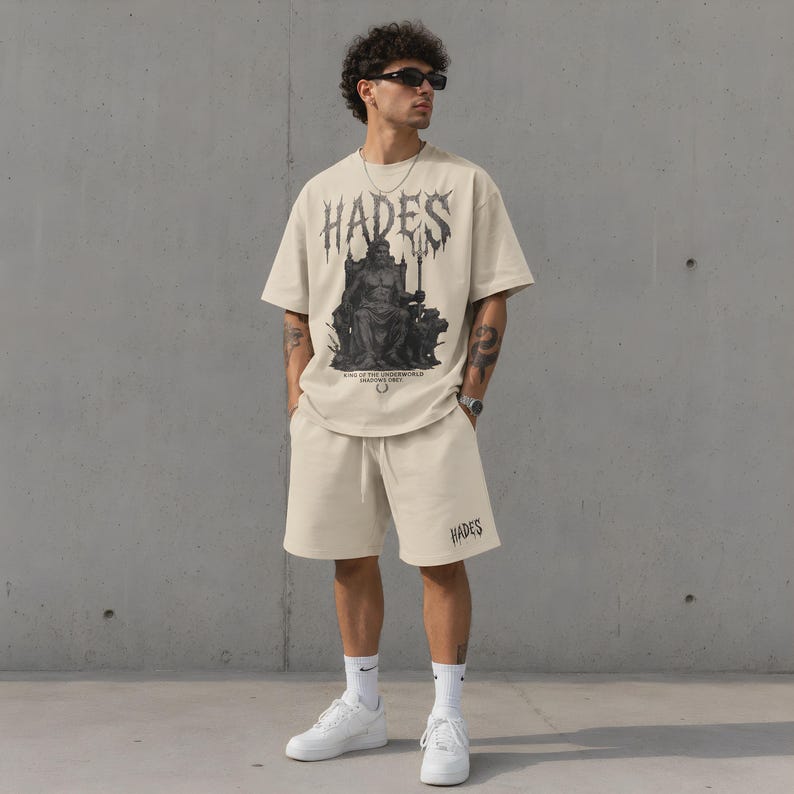 Hades Greek Mythology Graphic Tee, Garment-dyed Oversized Streetwear ...