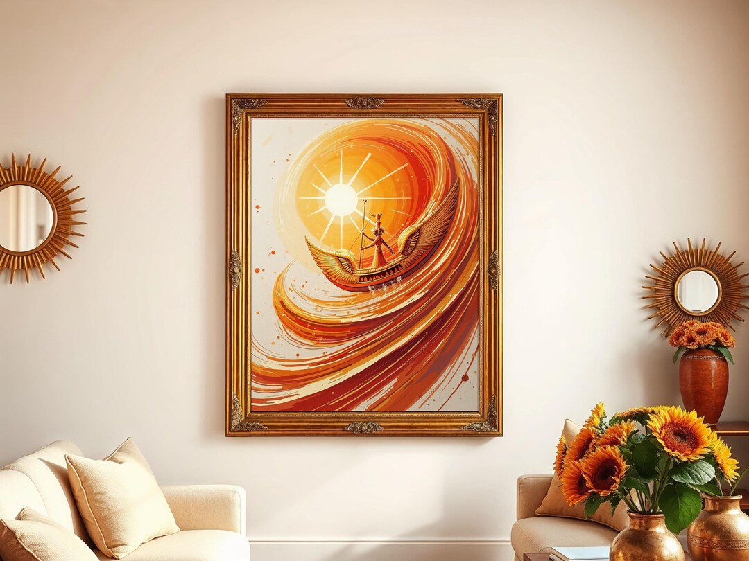 Kinetic Ra Solar Barque Poster, Egyptian Sun God Print, Energetic Ra ...
