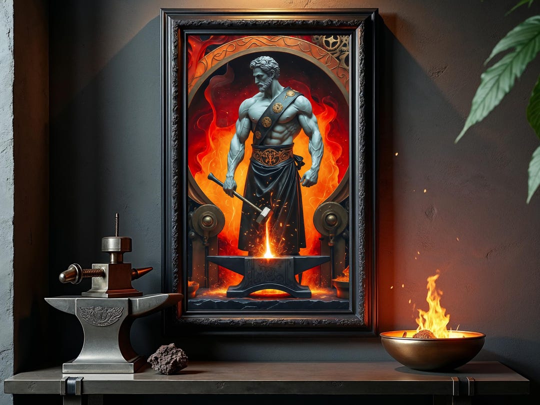 Hephaestus Premium Matte Poster, Greek God of Fire and Forge, Art ...