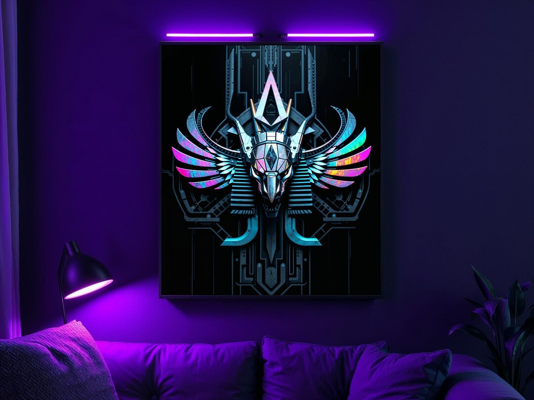 Cyberpunk Anubis Poster: Iridescent Neon Egyptian Art Print - Etsy
