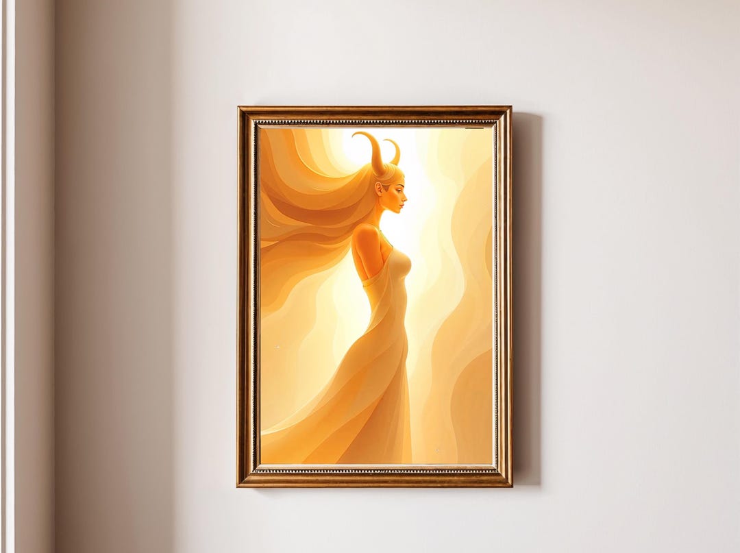 Hathor Art Nouveau Poster: Egyptian Goddess Gold Wall Art - Etsy