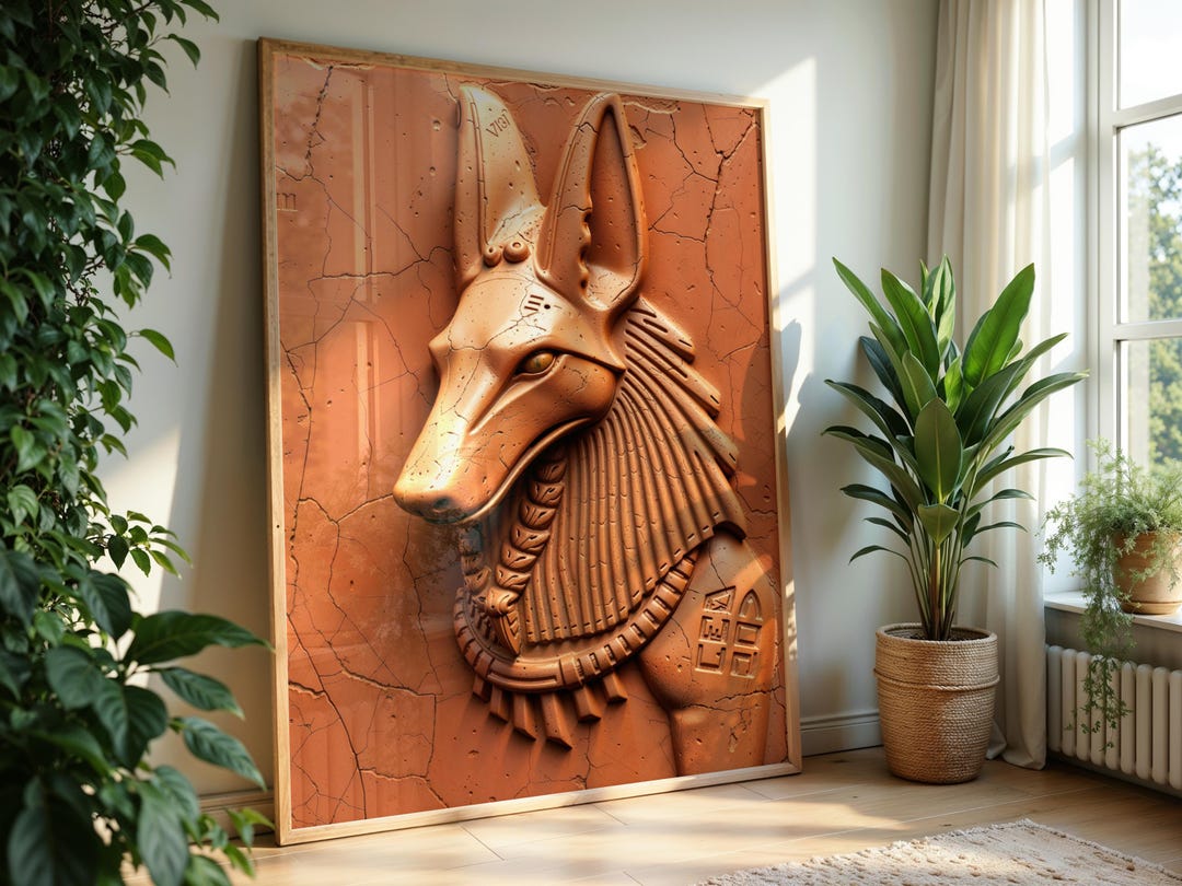 Terracotta Anubis Art Print: Rustic Egyptian Decor - Etsy Australia