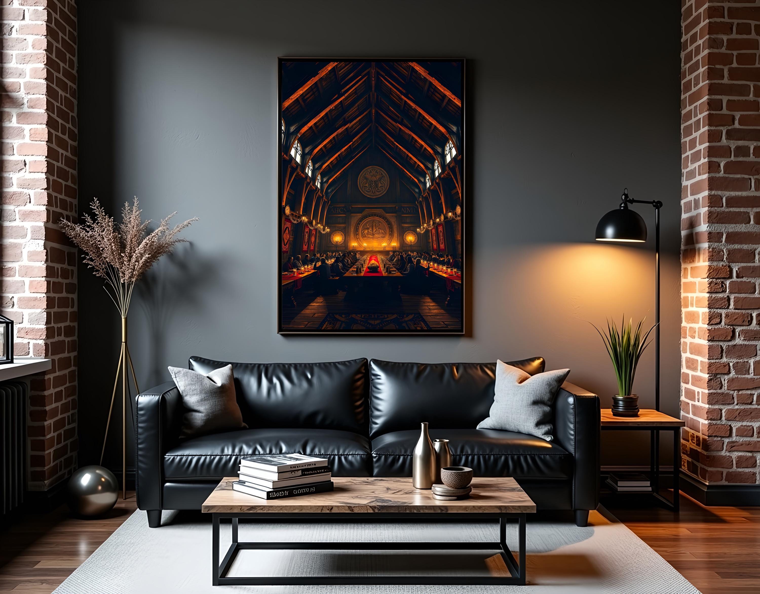 Valhalla Viking Hall Poster, Norse Mythology Art Print, Nordic Home ...