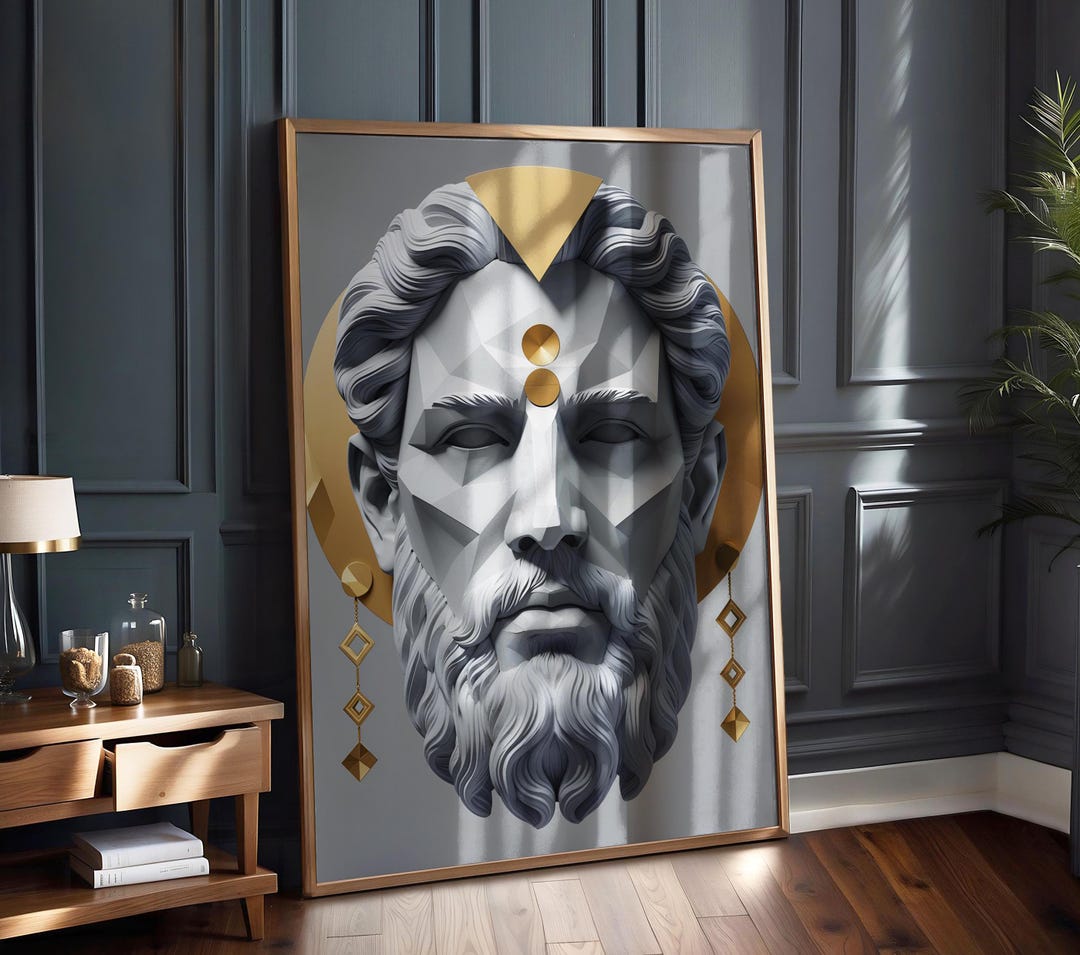 Geometric Hades Mask Art Print: Modern Greek Mythology Wall Decor - Etsy