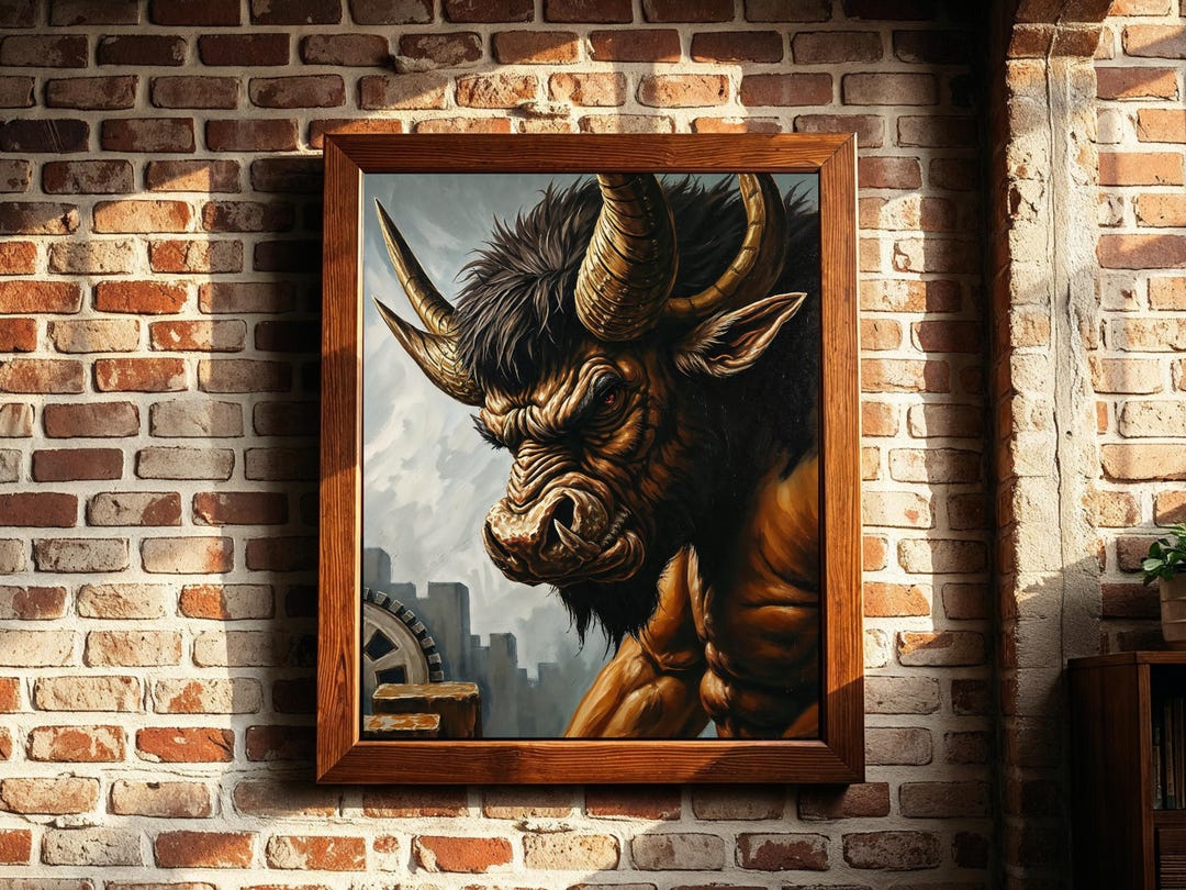 Minotaur Bestiary Poster | Greek Labyrinth Monster Engraving Print ...